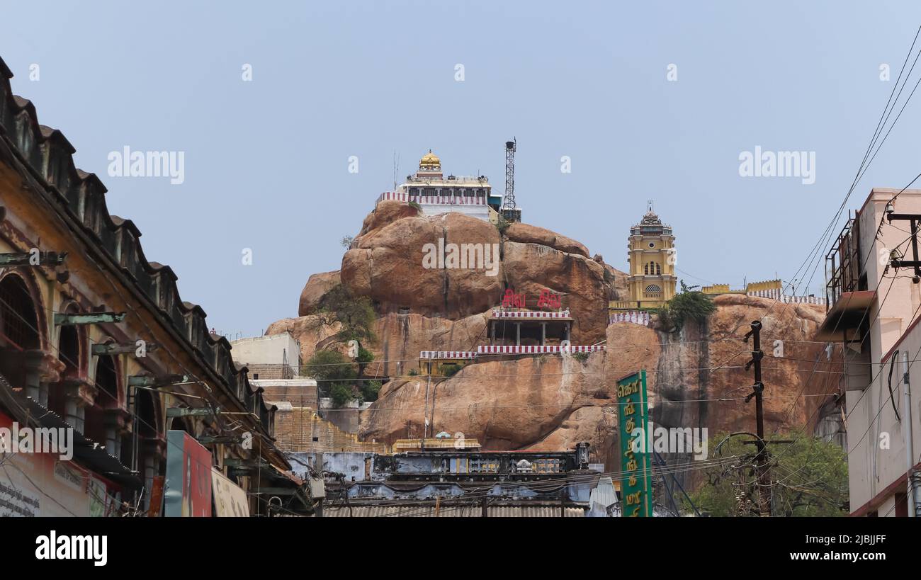 View of Rock fort Temple From City Market, Trichy, Tamilnadu, India ...