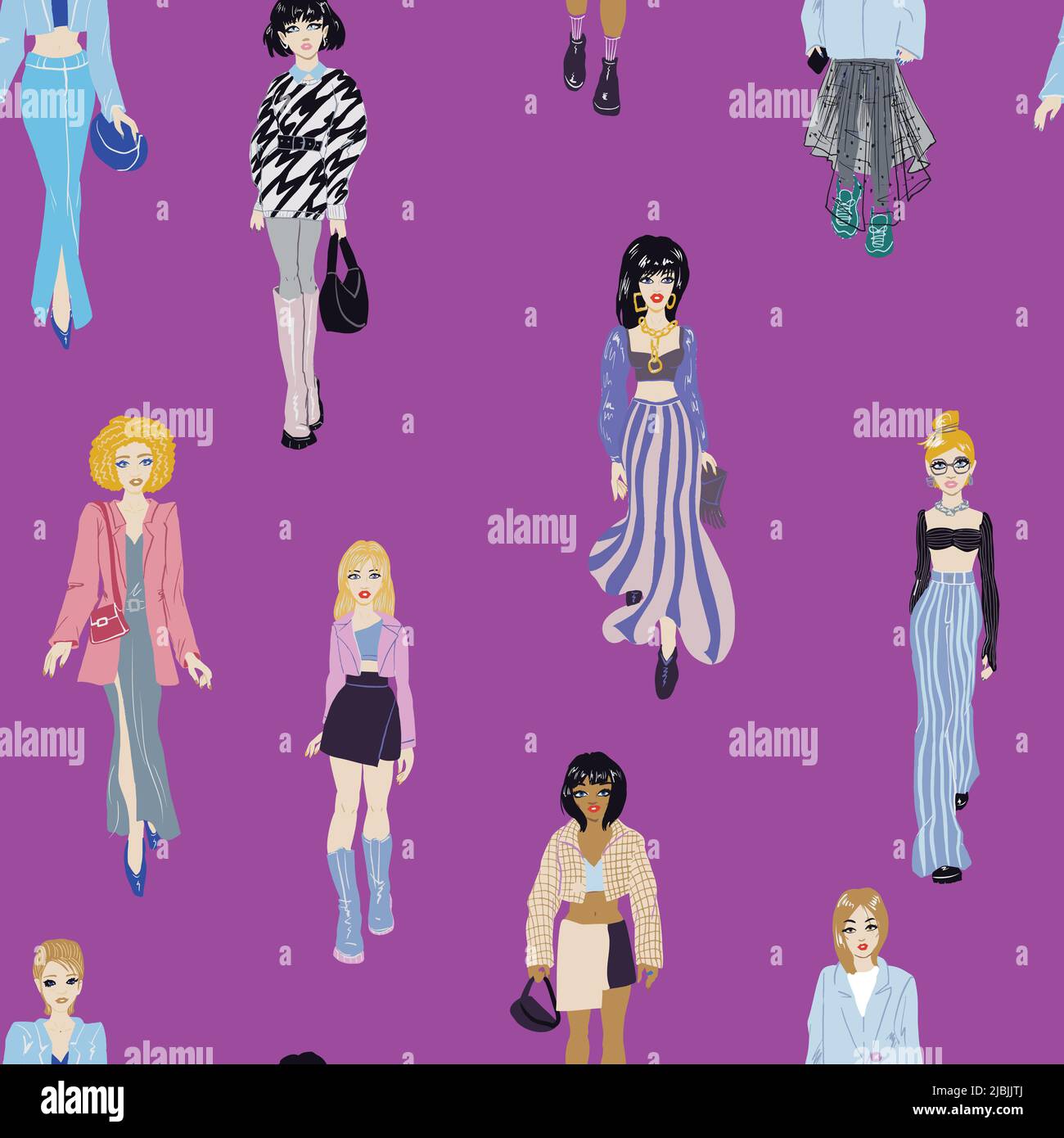 Fashion models street style Stock Vector Images - Alamy