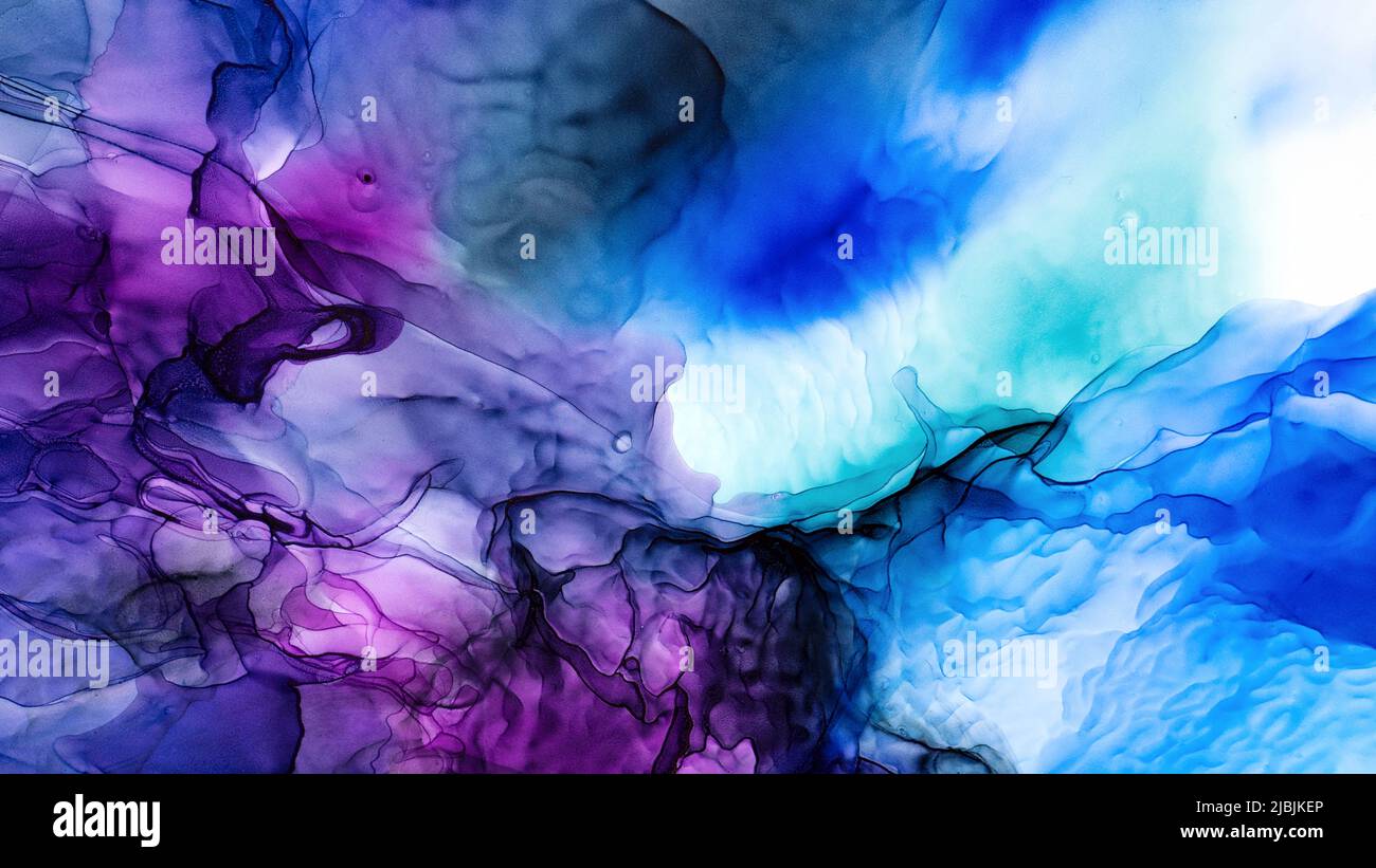 Translucent Alcohol ink on white backdrop. Abstract smudges and stains ...