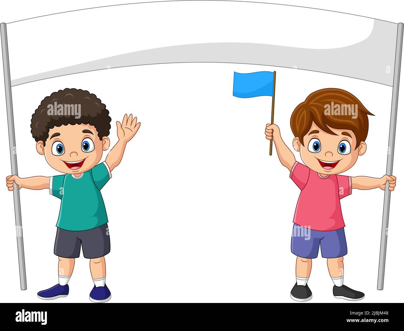 Cartoon children holding big blank flags Stock Vector Image & Art - Alamy