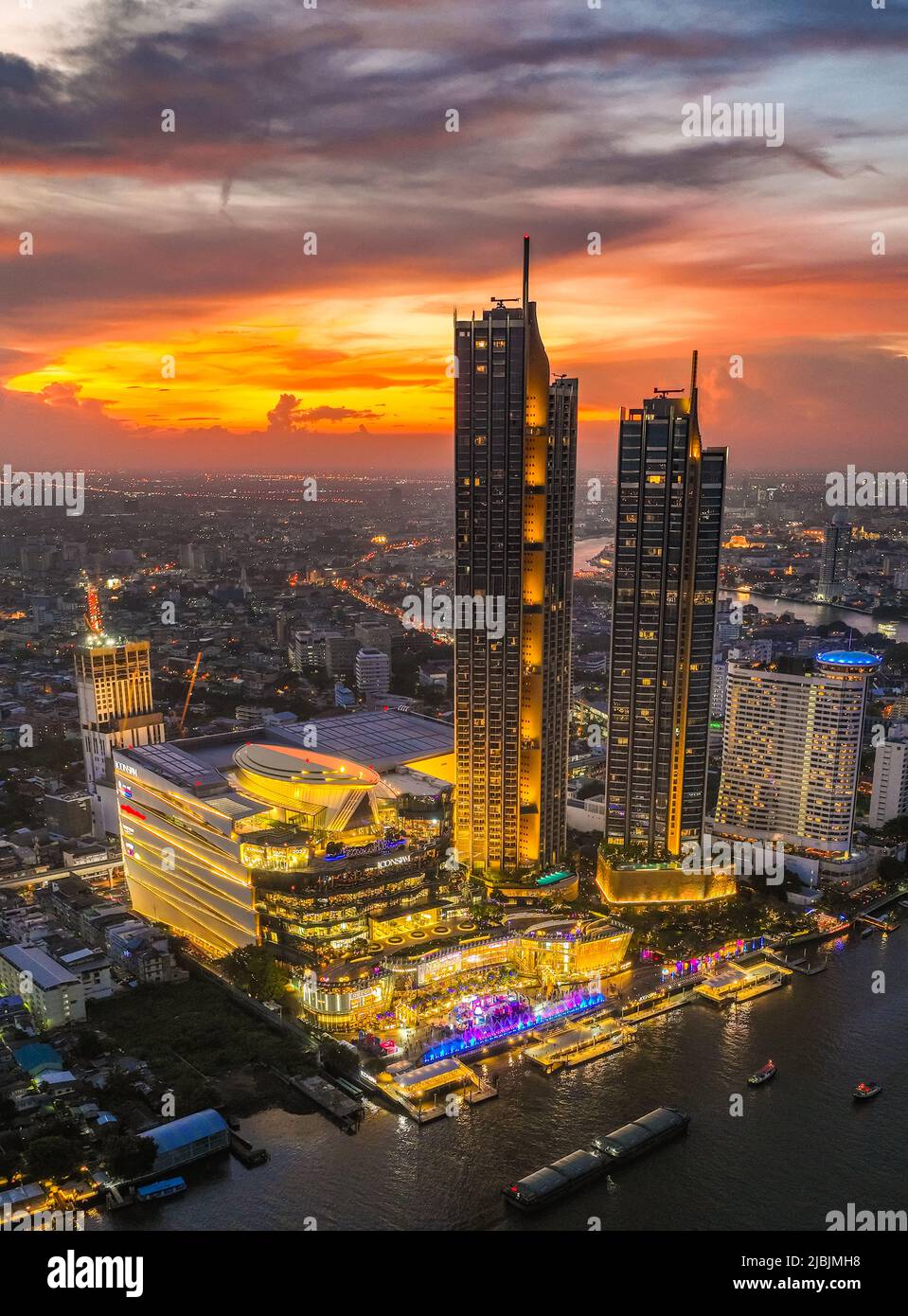 Aerial View Of Icon Siam Water Front Building In Downtown Bangkok