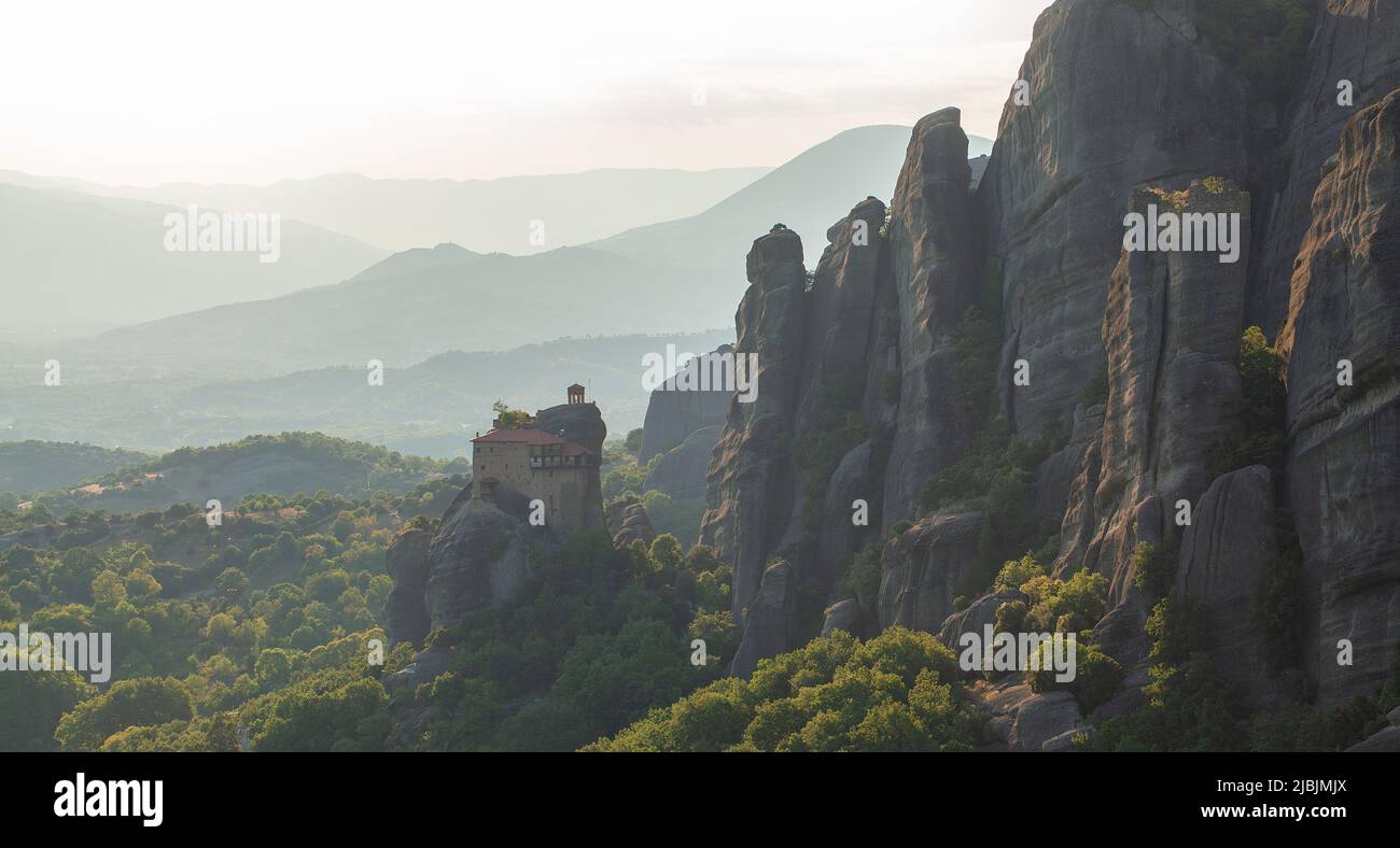 Meteora rocks kalabaka city aerial hi-res stock photography and images ...