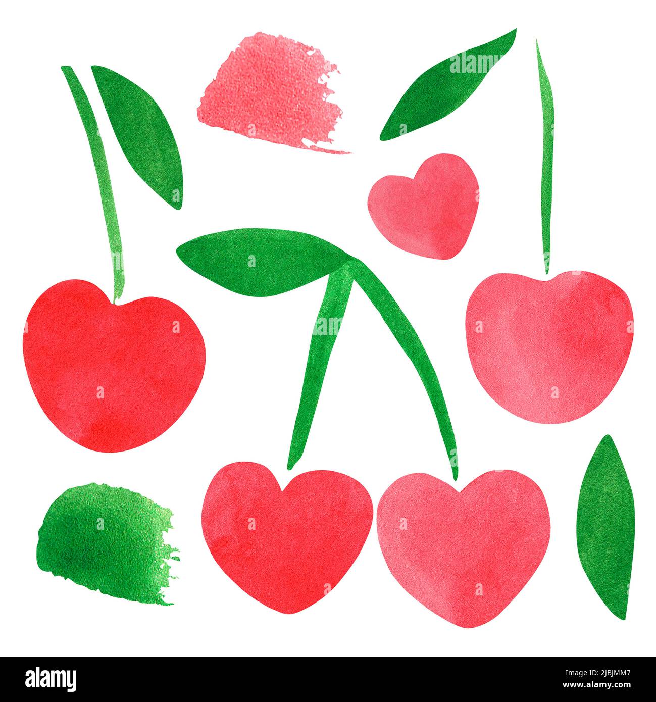 A simple cherry set. Watercolor illustration. Isolated on a white ...