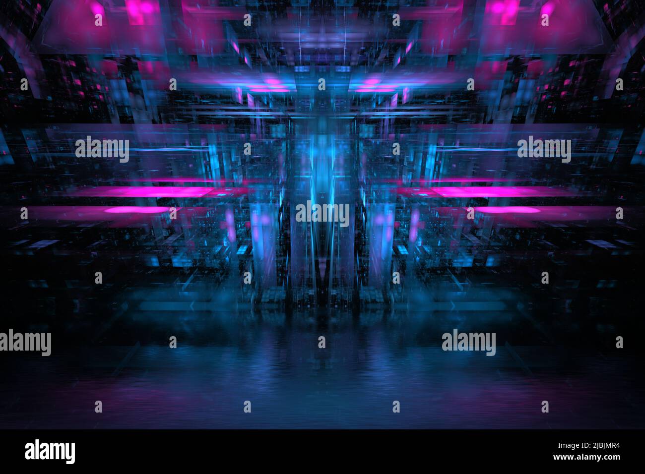 Abstract futuristic background bright neon color. Glowing elements of ...