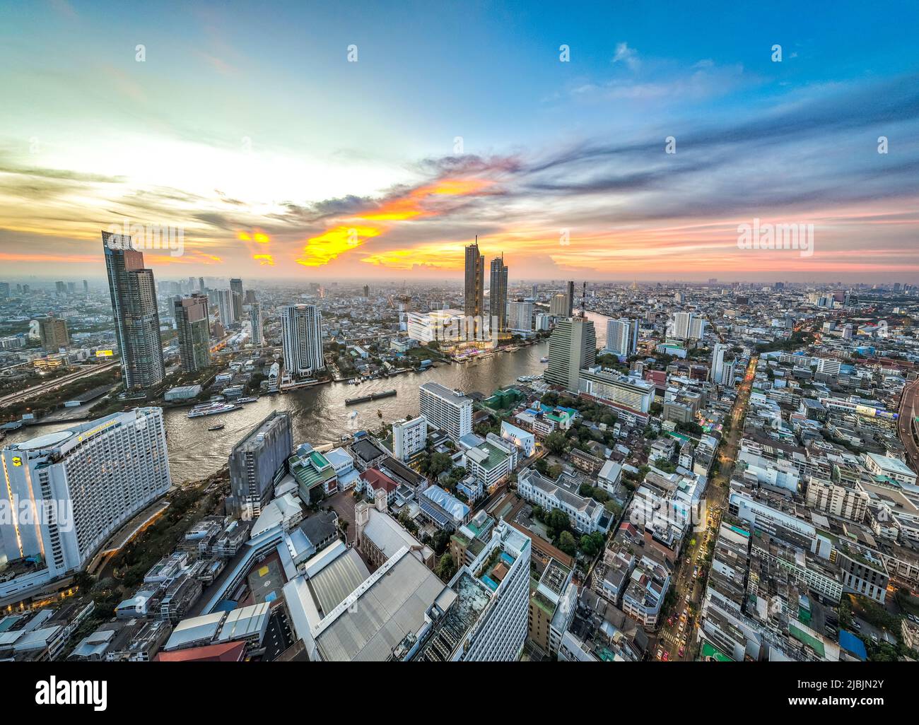 Aerial view of Icon Siam water front building in downtown Bangkok ...