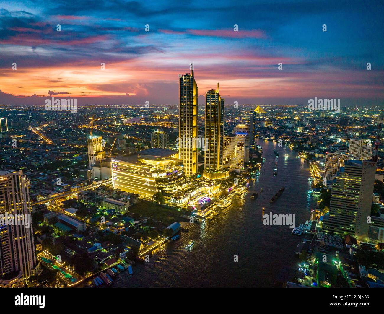 Aerial view of Icon Siam water front building in downtown Bangkok ...