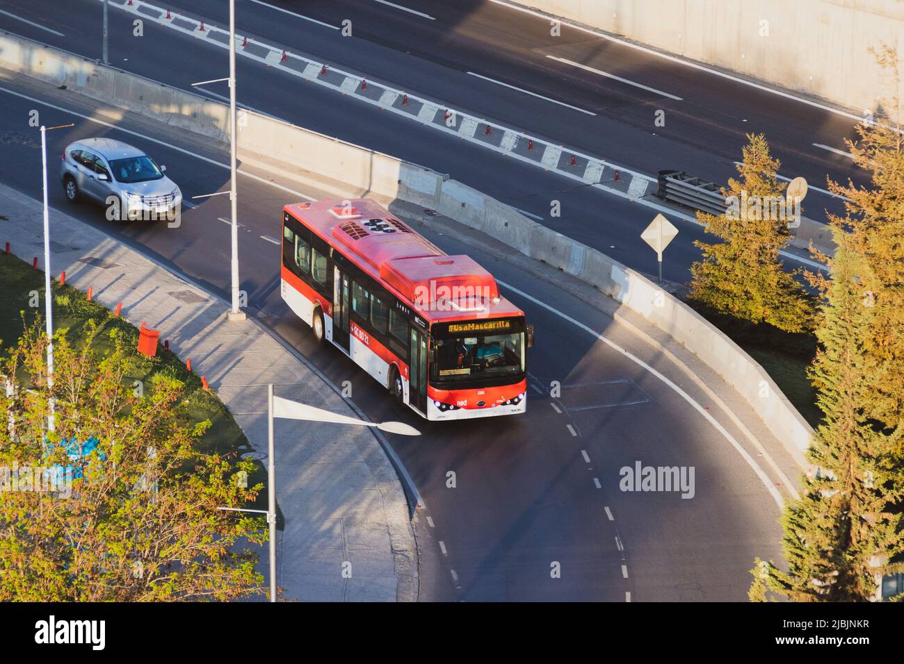Transit bus in Las Condes, operated by Metbus in Santiago, Chile Stock ...