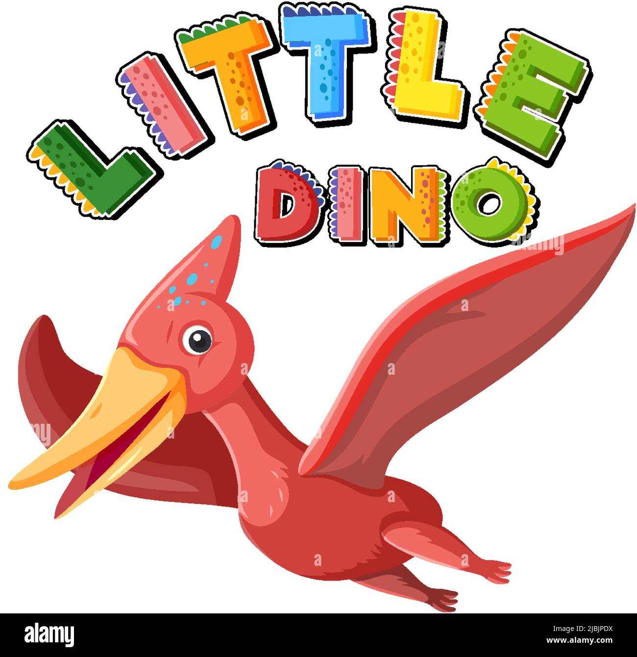 Little cute pteranodon dinosaur cartoon character illustration Stock ...
