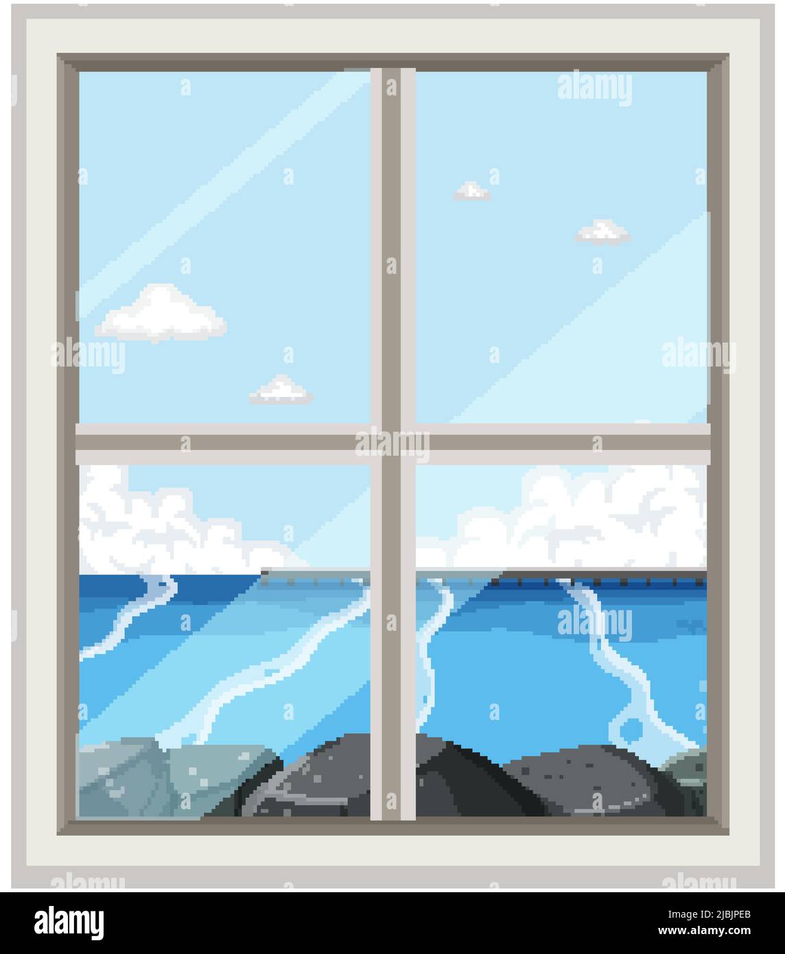 Sea view looking from house window illustration Stock Vector Image ...