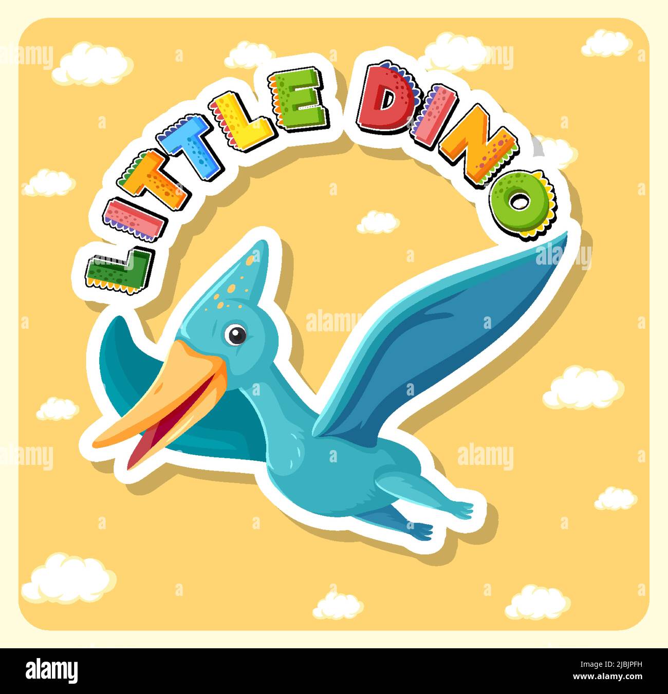 Little cute dinosaur cartoon poster illustration Stock Vector Image ...