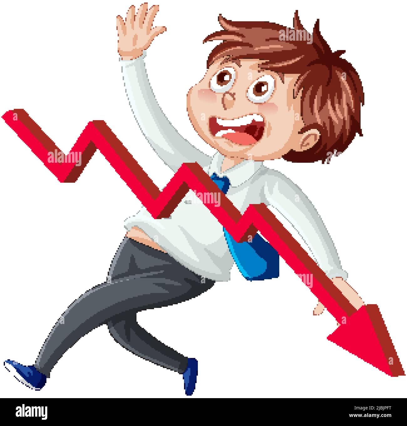 Red arrow going down with fired employee illustration Stock Vector ...