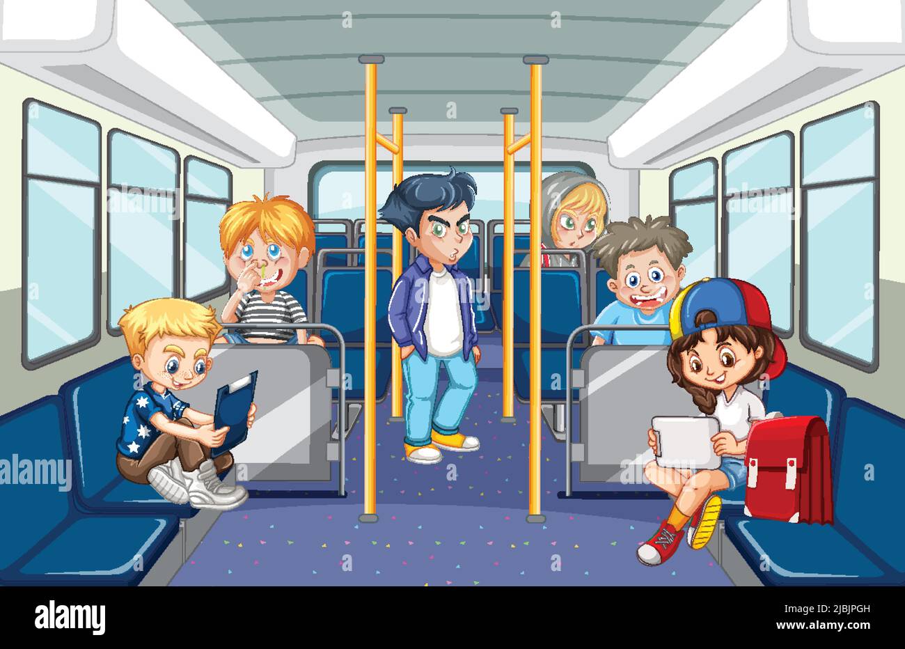 Inside bus with people cartoon illustration Stock Vector Image & Art ...