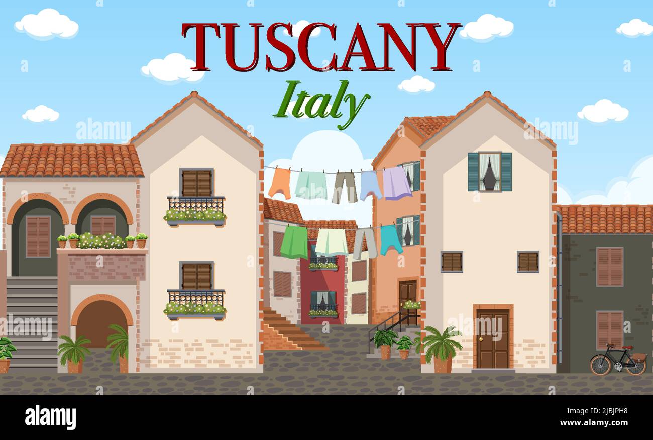 Tuscany Italy Landmark Logo Banner illustration Stock Vector Image ...