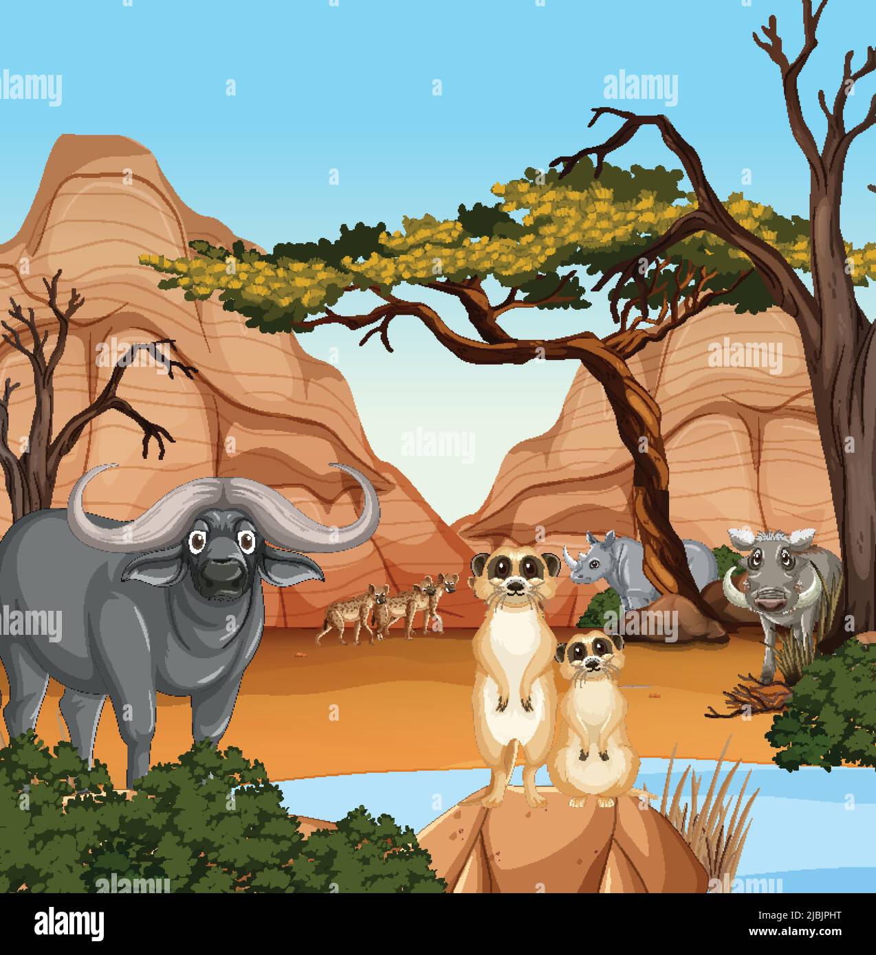 Dryland forest with animals illustration Stock Vector Image & Art - Alamy