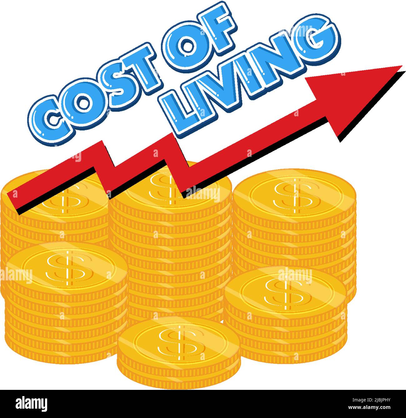 Cost of living word logo with stack of coins illustration Stock Vector ...