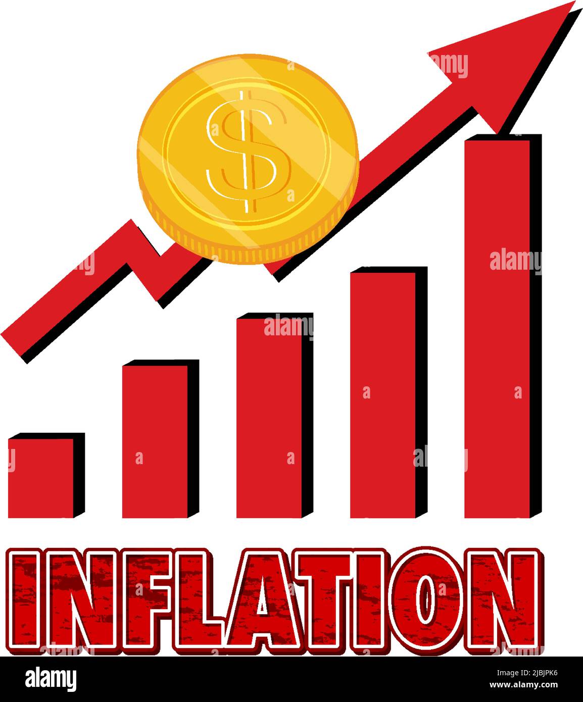 Red arrow going up with inflation word illustration Stock Vector Image ...