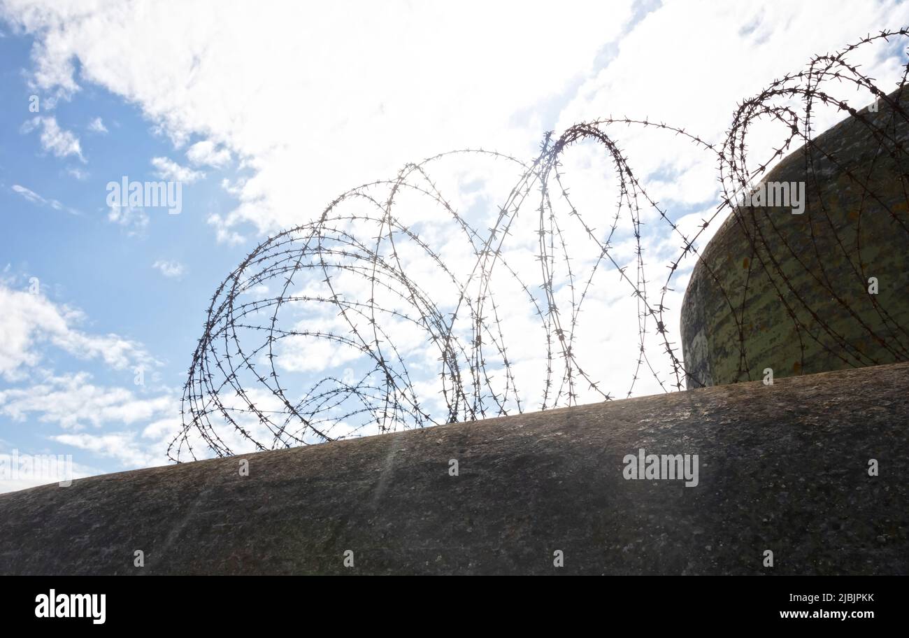 Barbed wire at an old bunker from WW2, used by the dutch and the ...