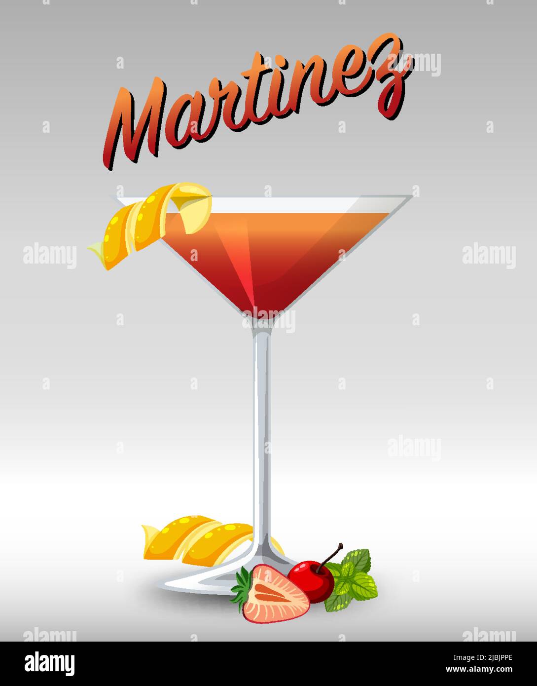 Martinez cocktail in the glass illustration Stock Vector Image & Art ...