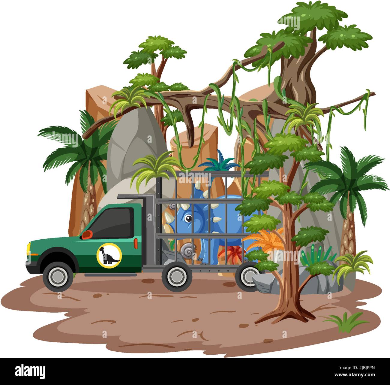 Dinosaur in the forest isolated illustration Stock Vector Image & Art ...