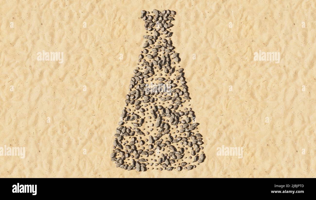 Concept conceptual stones on beach sand handmade symbol shape, golden ...