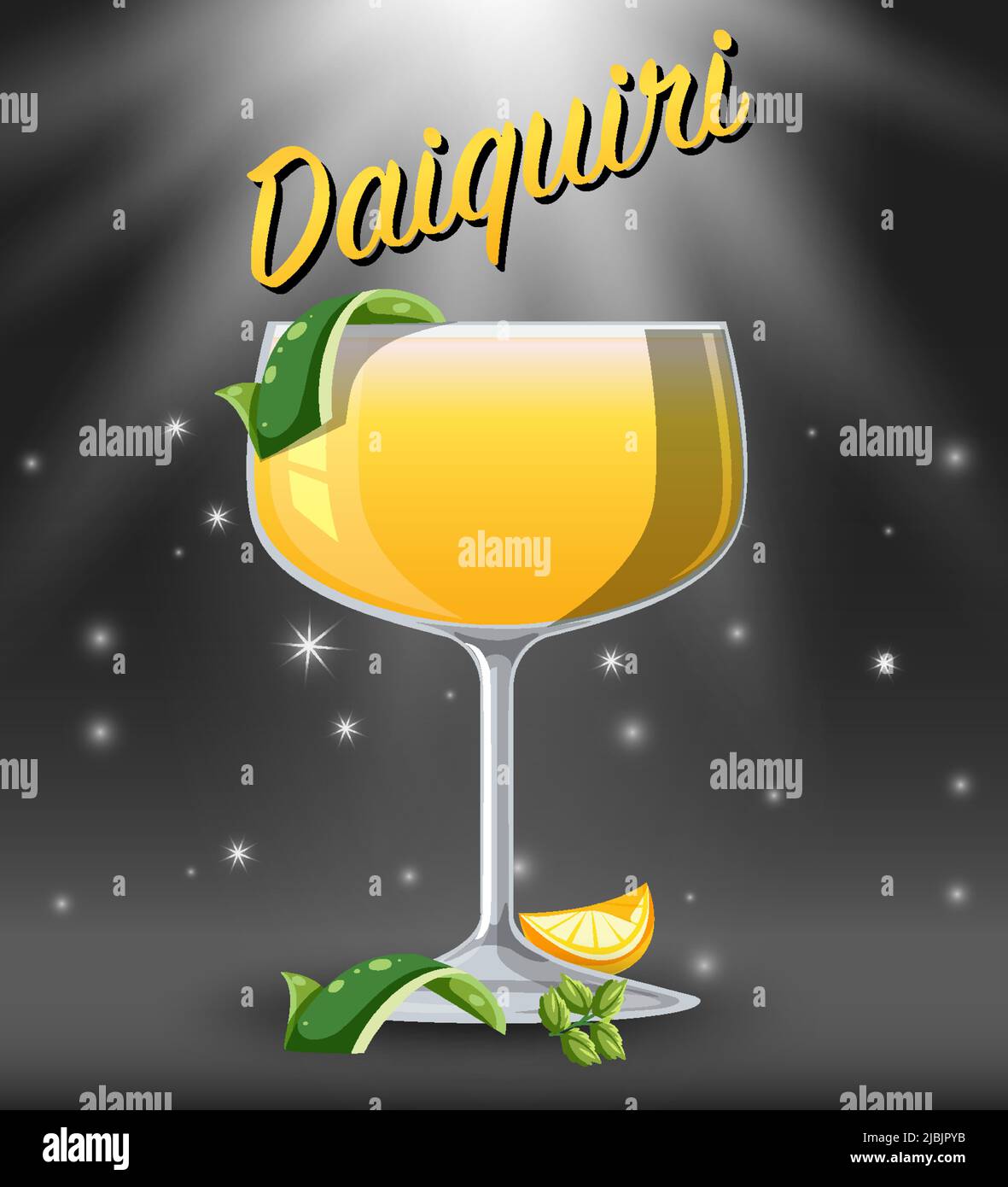 Daiquiri cocktail in the glass on sparkling background illustration ...