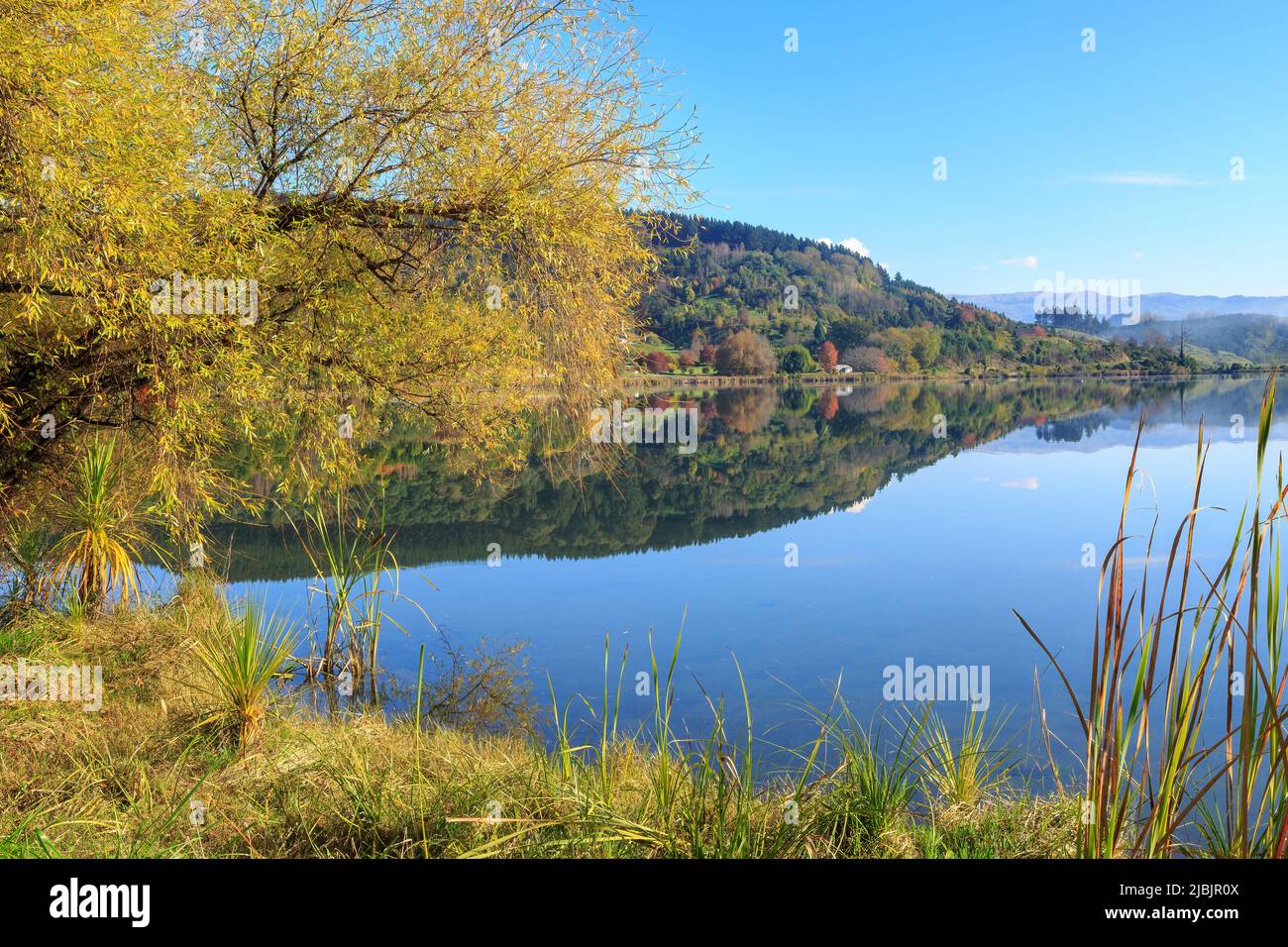Lake Tutira, a beautiful lake in the Hawke's Bay region, New Zealand ...