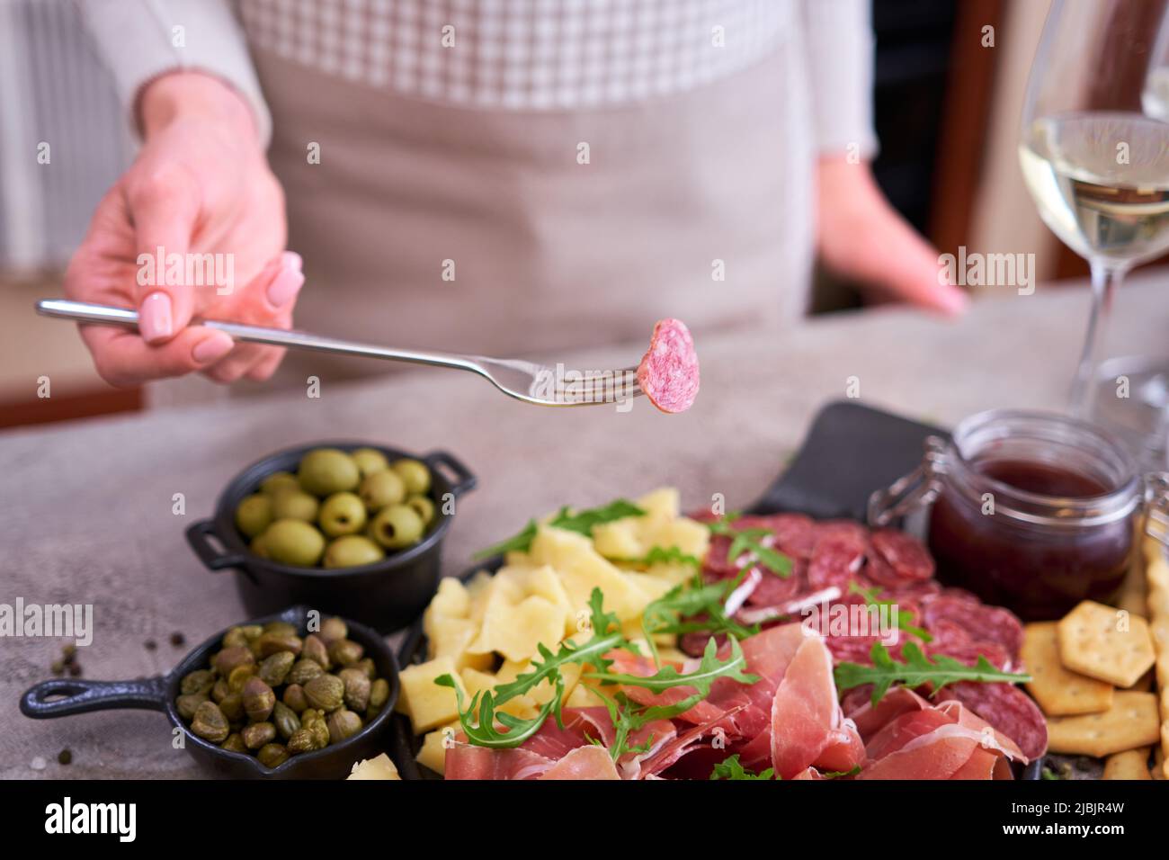 Ham fork woman hi-res stock photography and images - Alamy