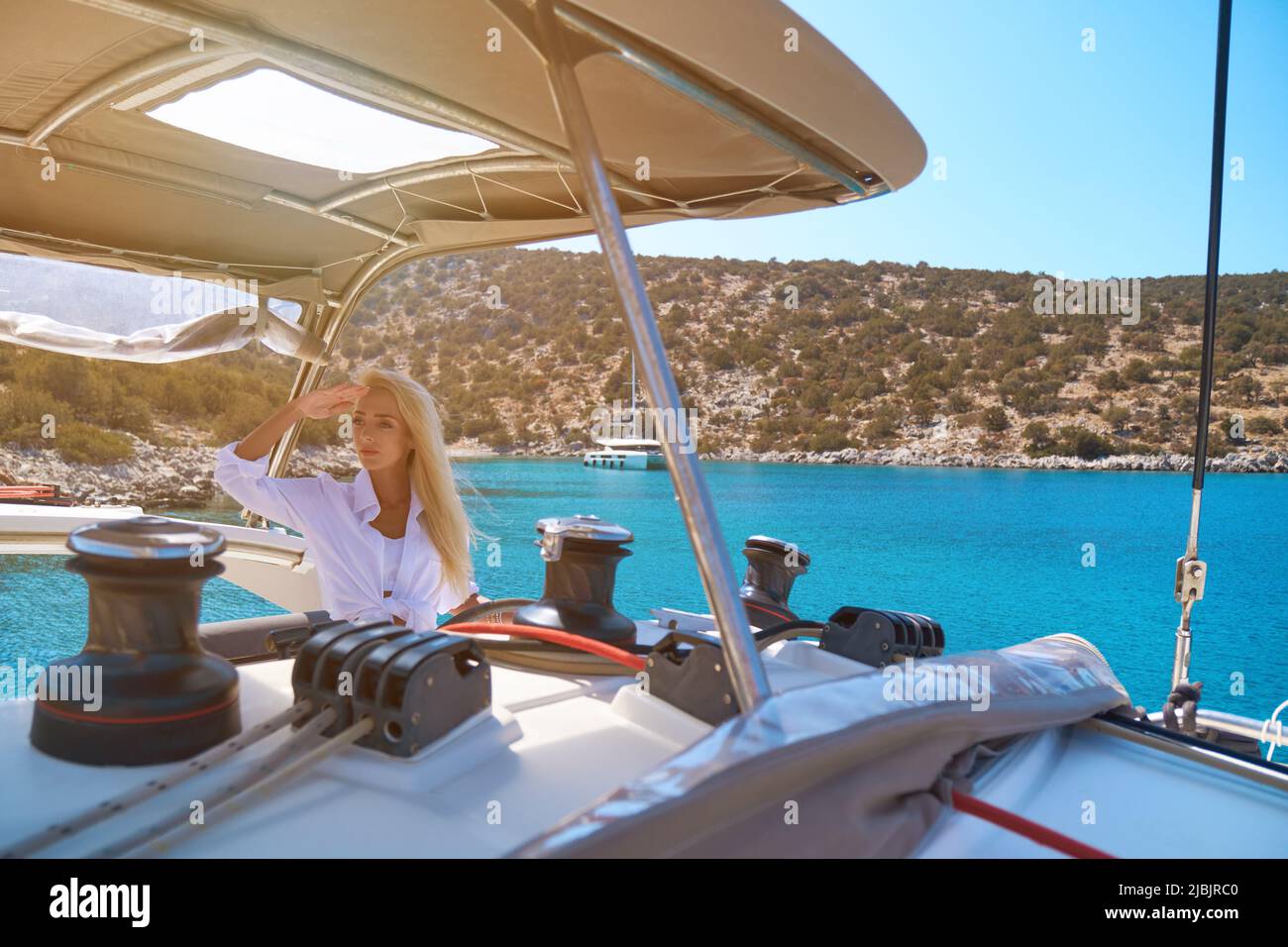 Female captain boat hi-res stock photography and images - Alamy