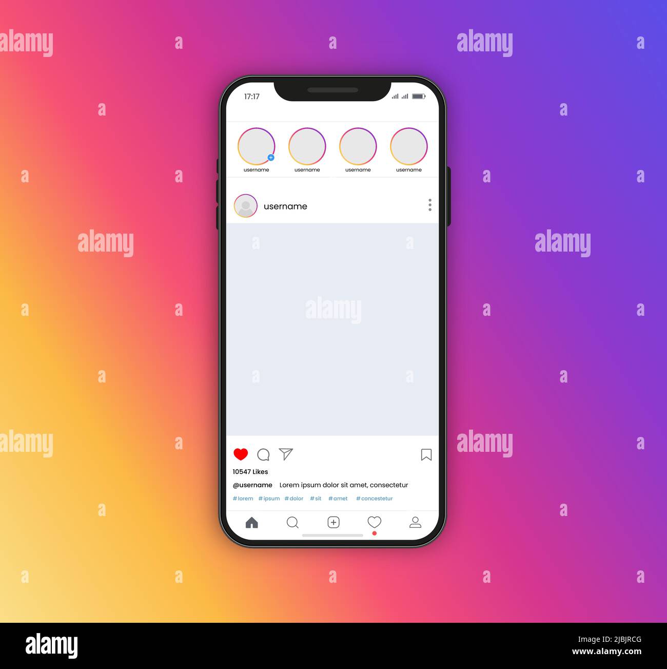 Instagram post interface, vector mockup template Stock Vector Image ...