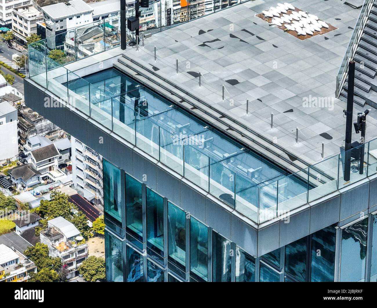 Aerial view of King Power Mahanakhon tower in Sathorn Silom central ...