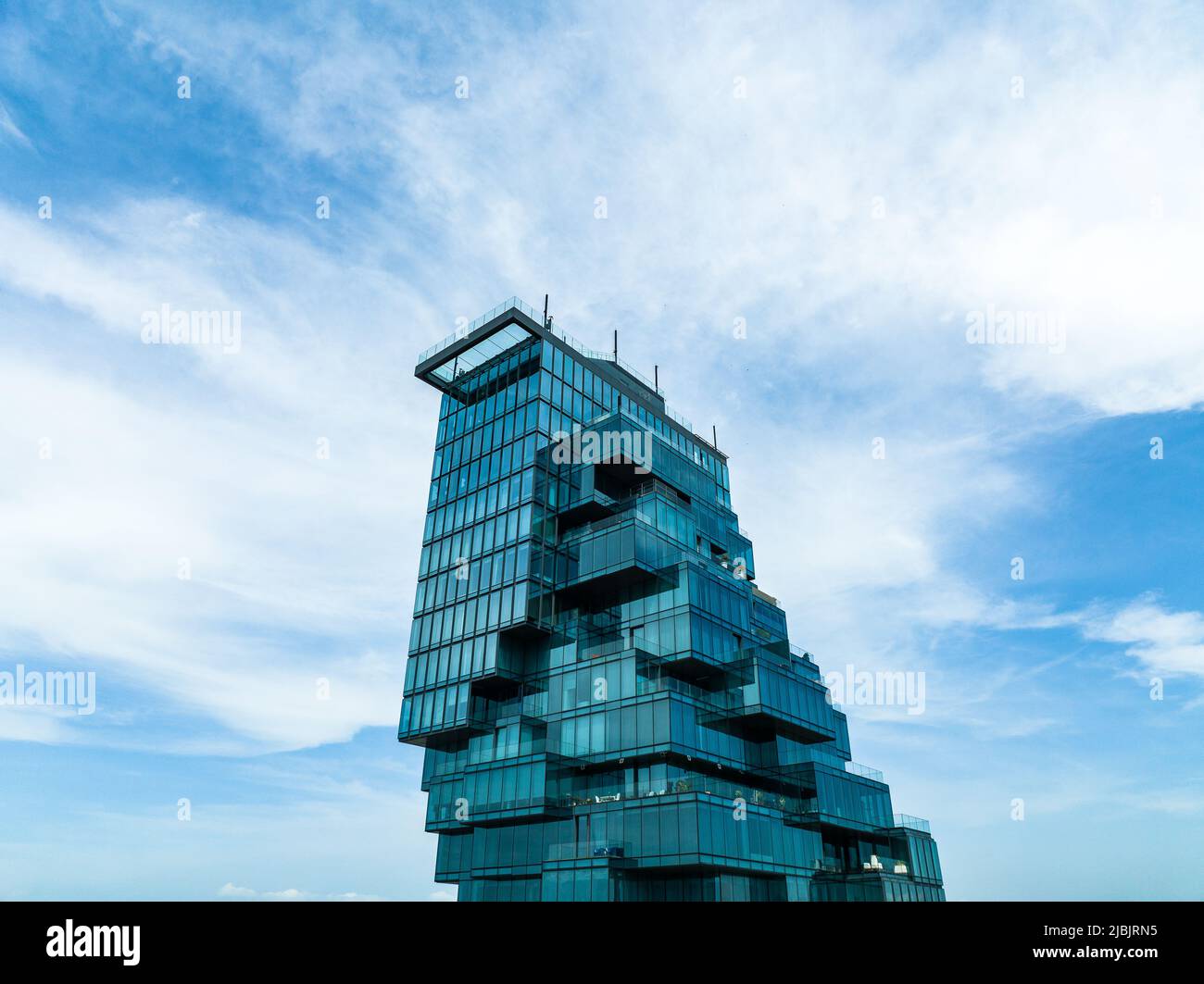 Aerial view of King Power Mahanakhon tower in Sathorn Silom central ...