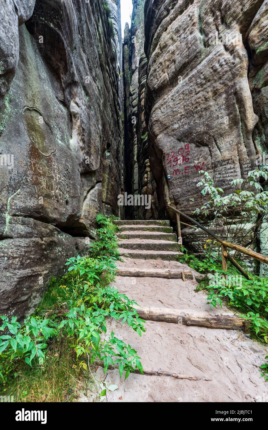 Skalni chram in Teplicke skaly rock town in Czech republic Stock Photo ...