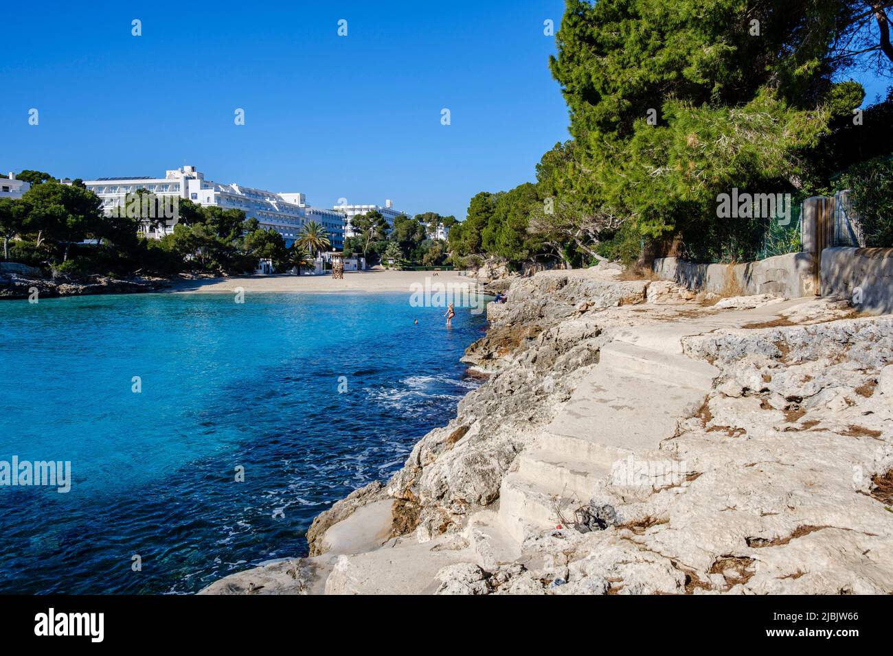 cala Gran, Cala d'Or, Santanyi, Mallorca, Balearic Islands, Spain Stock ...