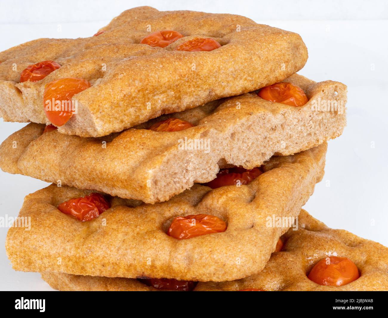 Italian flat bread organic wholewheat focaccia with tomatoes - white ...
