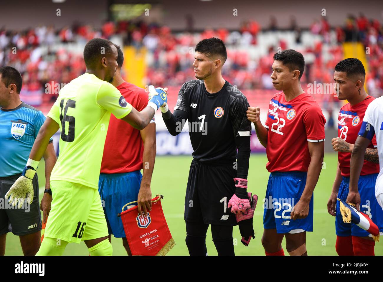 SAN JOSE, Costa Rica: Costa rican players previous to the 2-0 Costa ...