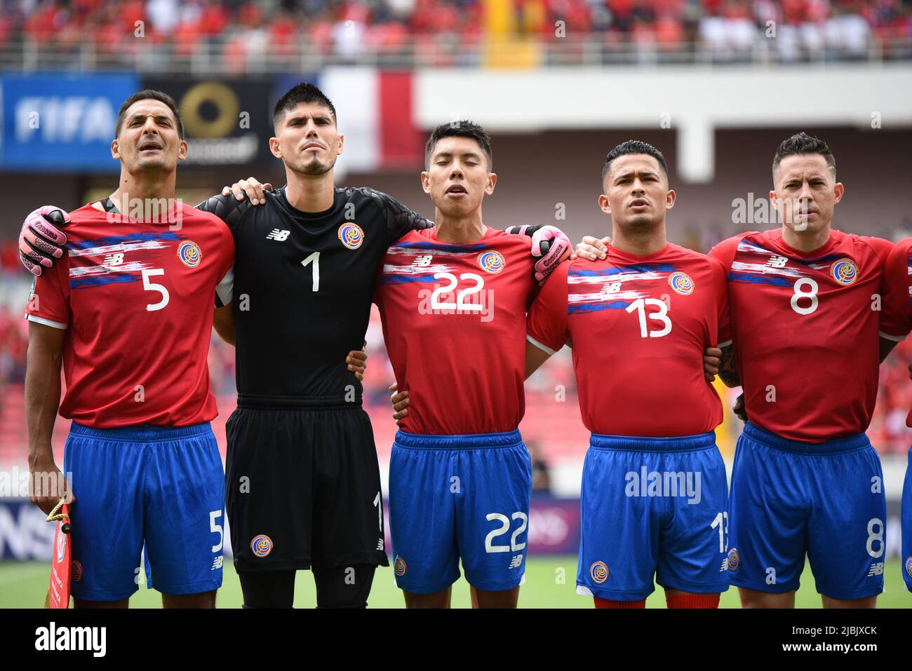 SAN JOSE, Costa Rica: Costa rican players previous to the 2-0 Costa ...