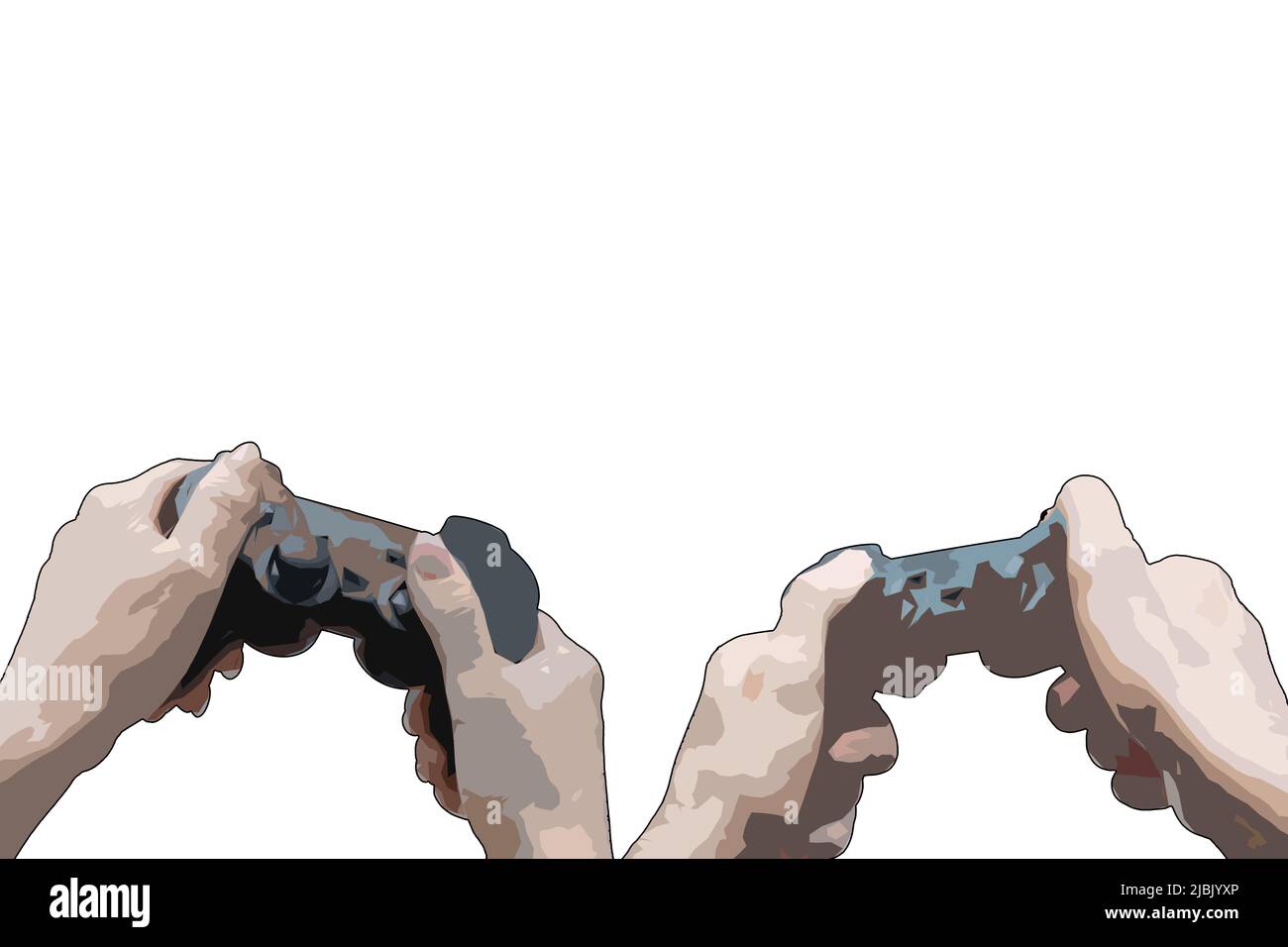 illustration of a game joystick in their hands. Gamer holding a gamepad ...