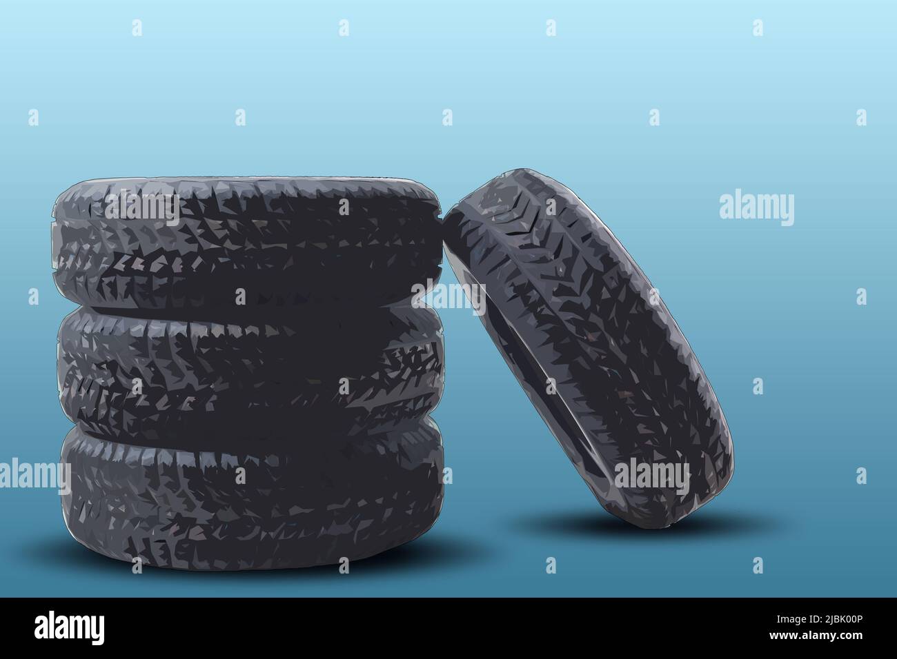 Four new good-looking snow tires isolated. A set of winter and summer ...