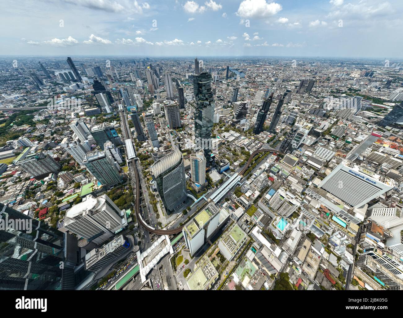 Aerial view of King Power Mahanakhon tower in Sathorn Silom central ...