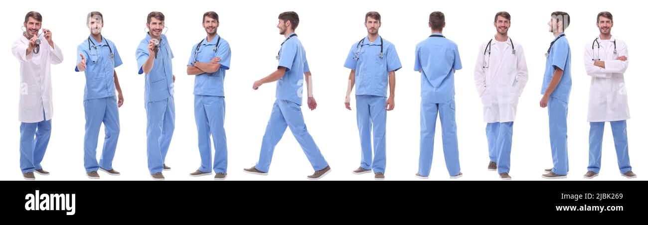 panoramic collage group of medical doctors . isolated on white Stock ...