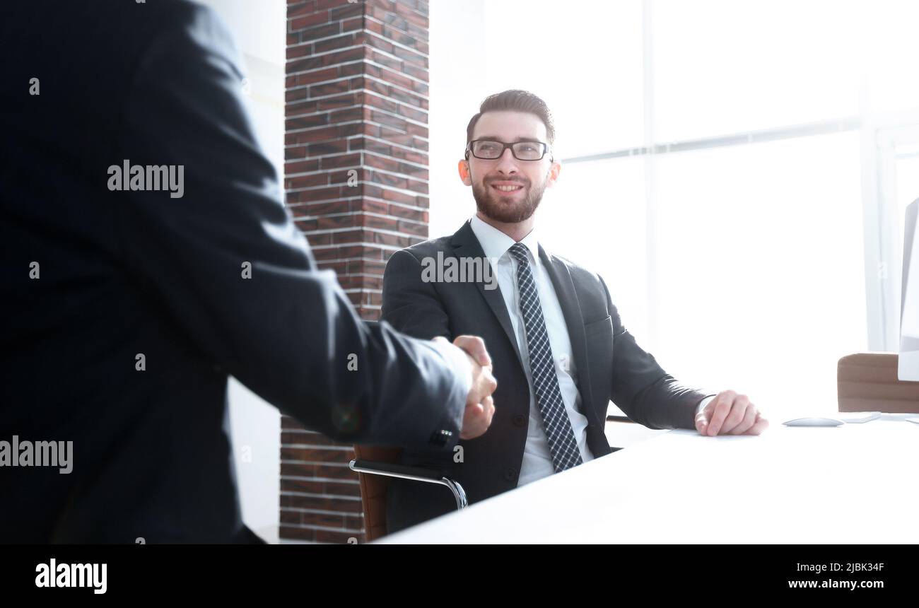 business handshake . photo with copy space Stock Photo - Alamy