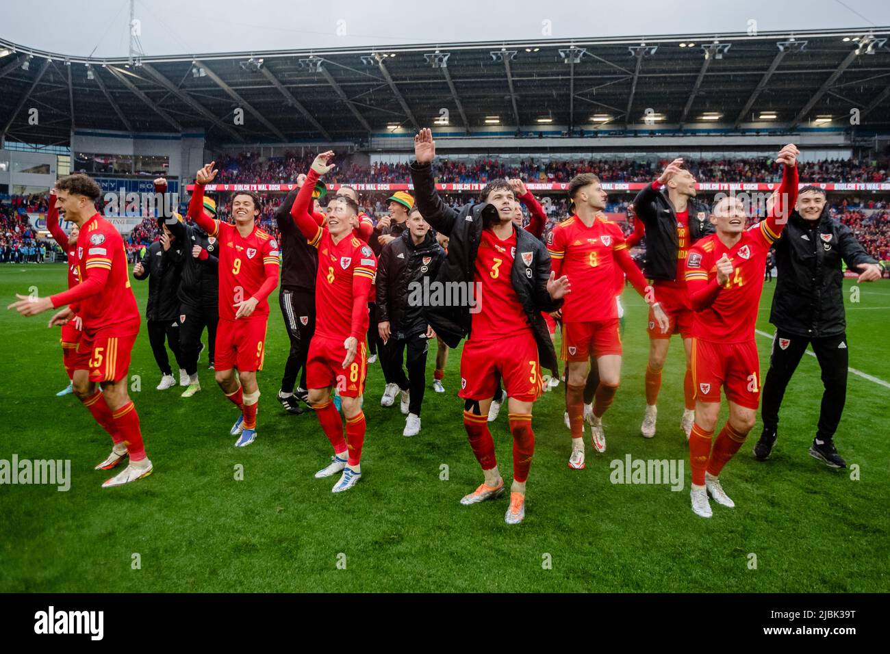 CARDIFF, WALES - 05 JUNE 2022: Wales' Brennan Johnson, Wales' Neco ...