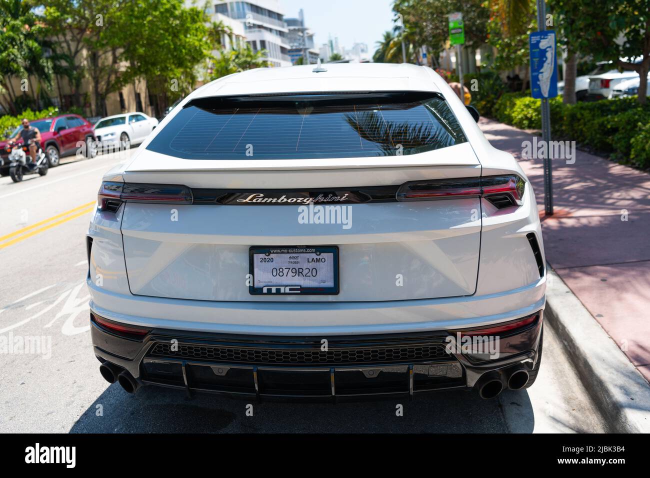 Miami Beach, Florida USA - April 14, 2021: white Lamborghini Urus Sedan ...