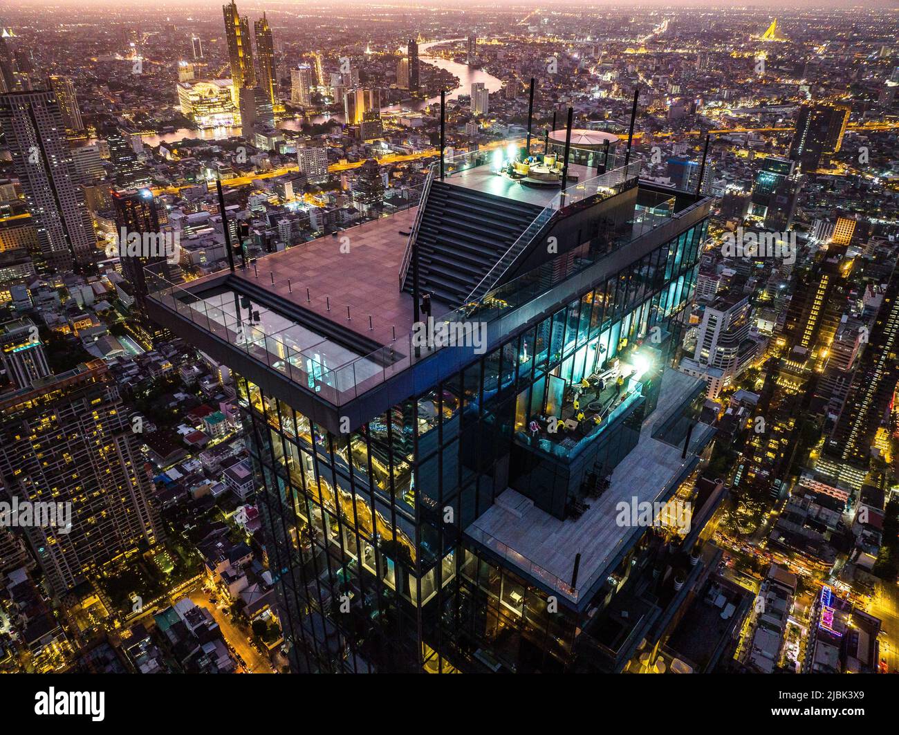 Aerial view of King Power Mahanakhon tower in Sathorn Silom central ...
