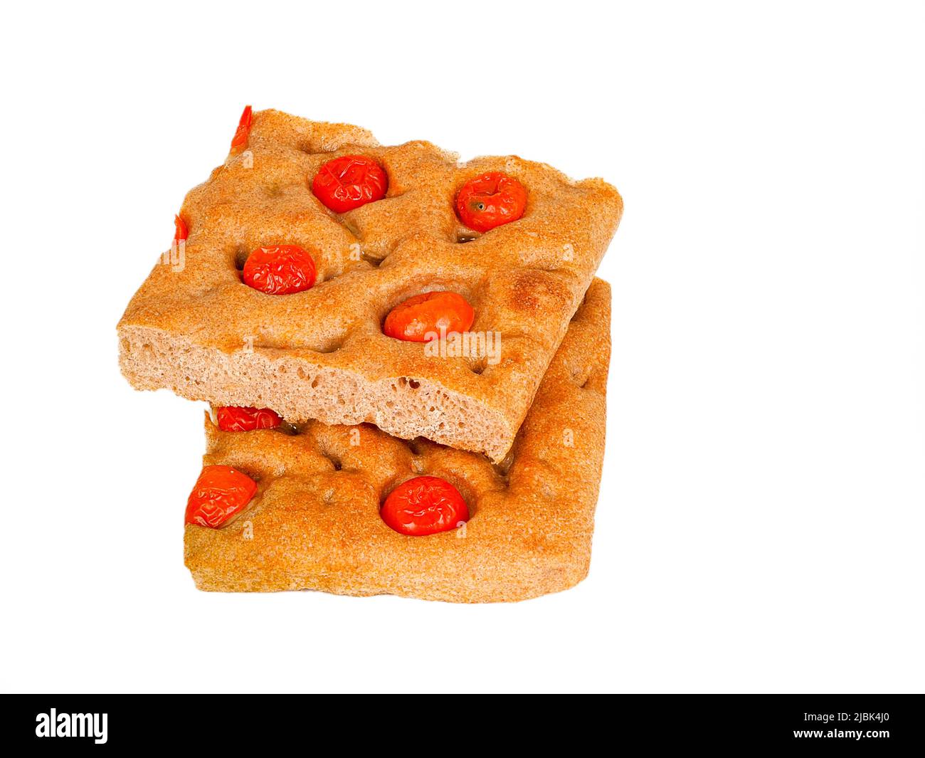 Italian flat bread organic wholewheat focaccia with tomatoes - white ...