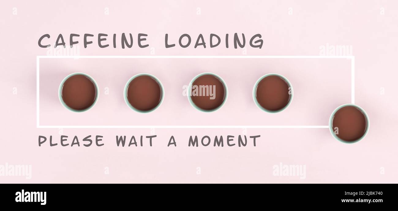 Cup of coffee progress bar, caffeine loading, wake up in the morning ...