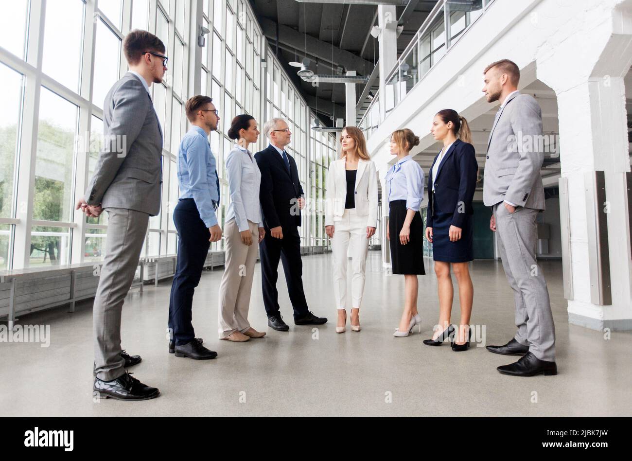 business people talking at office building Stock Photo - Alamy