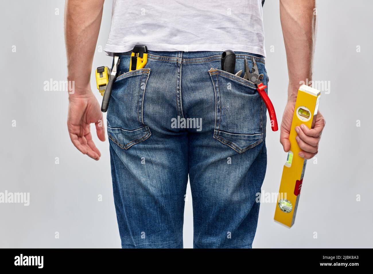 Construction tools in jeans hi-res stock photography and images - Alamy