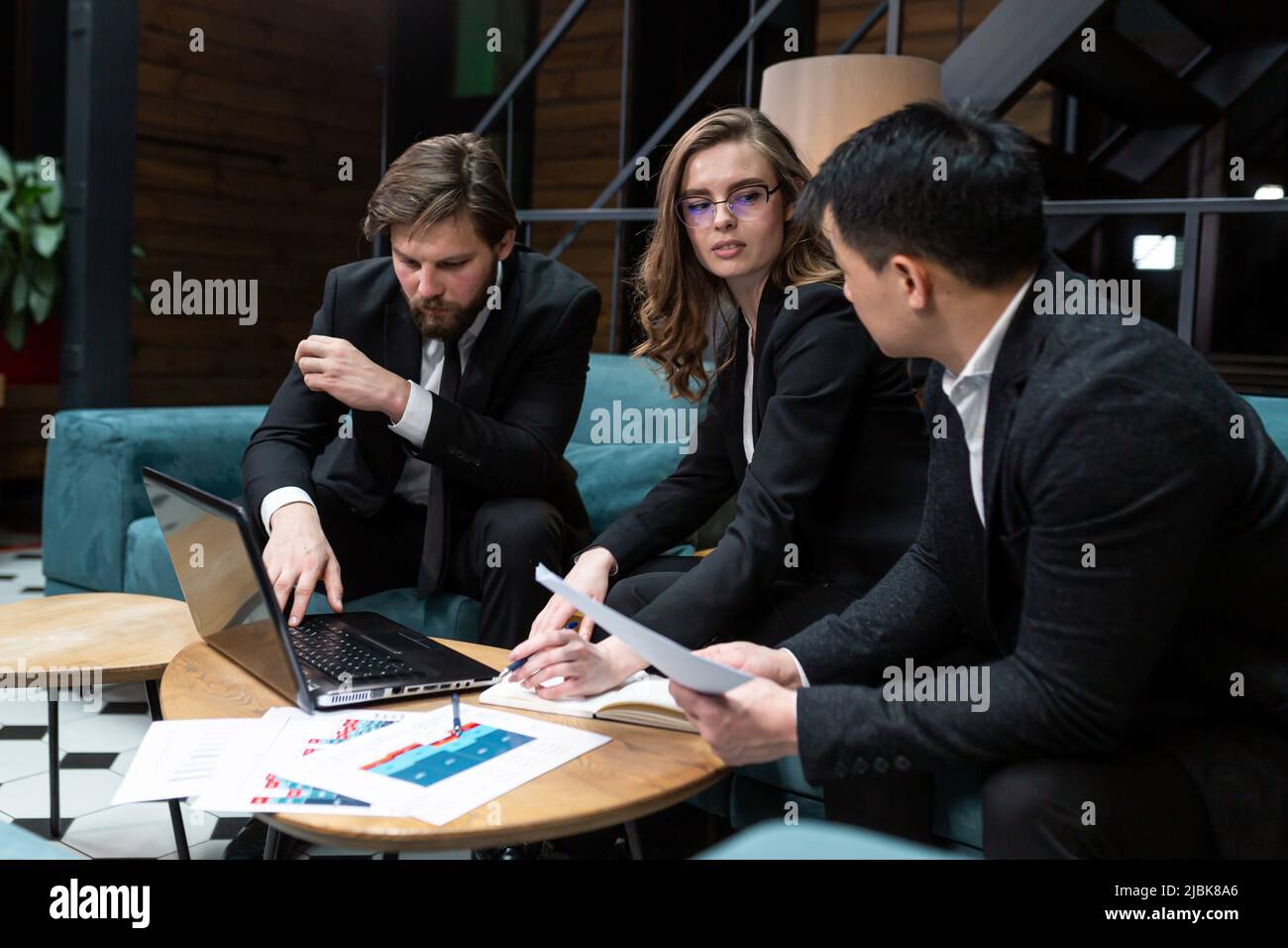 Multinational business people group brainstorm at office meeting. Multiethnic professional ...