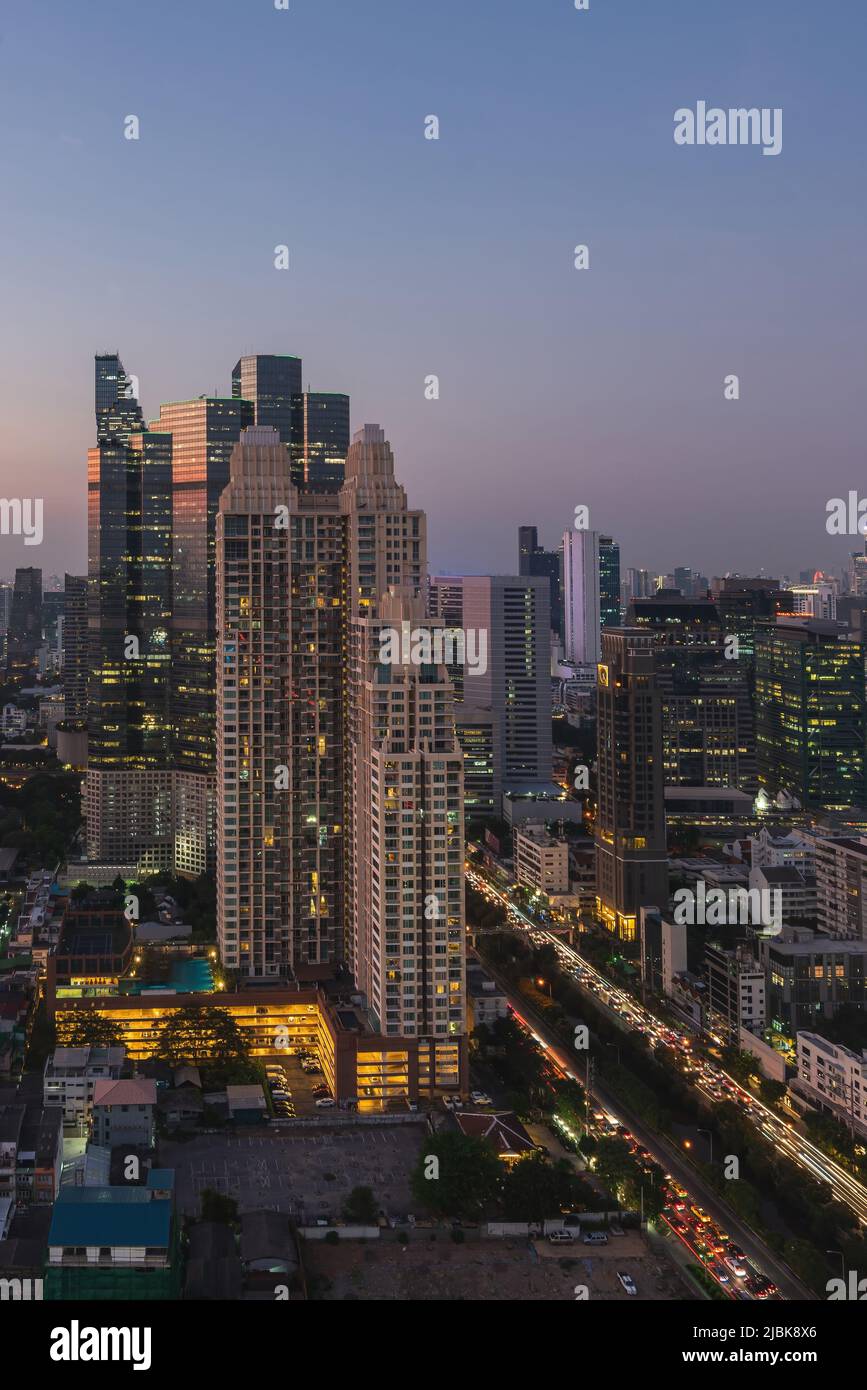 Big city view - Bangkok - with skyscrapers in the smoggy sunset Stock ...